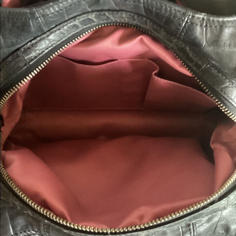 Coach Maggie Madison Leather Croc Embossed Handbag - Gem